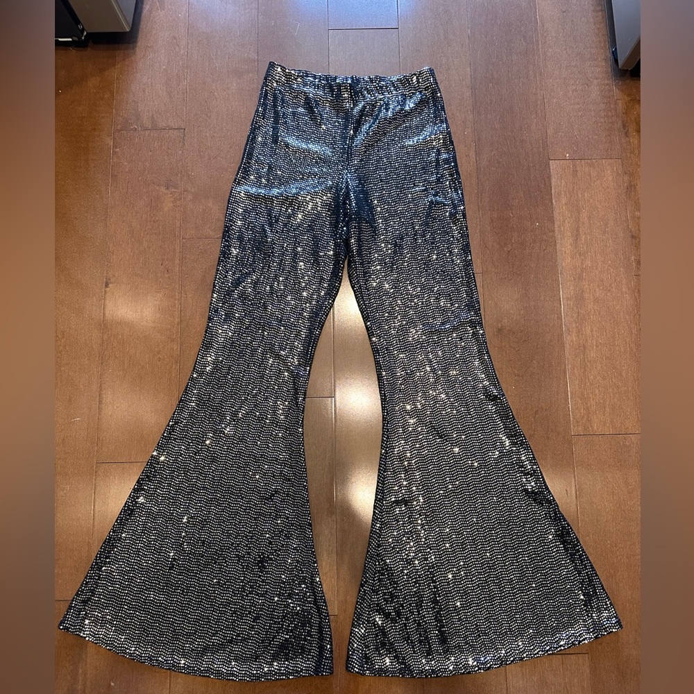 Urban Outfitters Extreme Flare Sparkle Pants Size Sma… - Gem